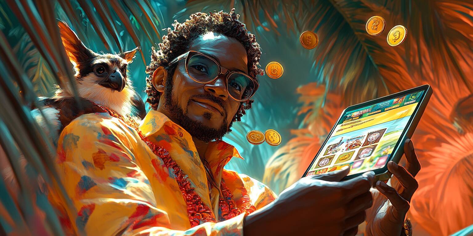 Colorful osprey mascot guiding a player through Vitibet signup on mobile